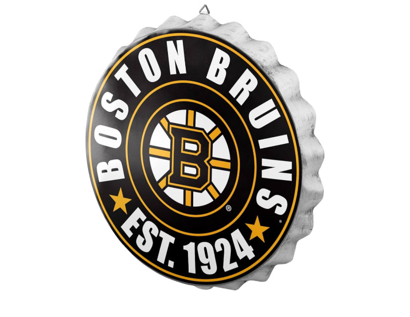 Boston Bruins Black Team Logo Bottle Cap Wall Sign – Pro Image Sports ...