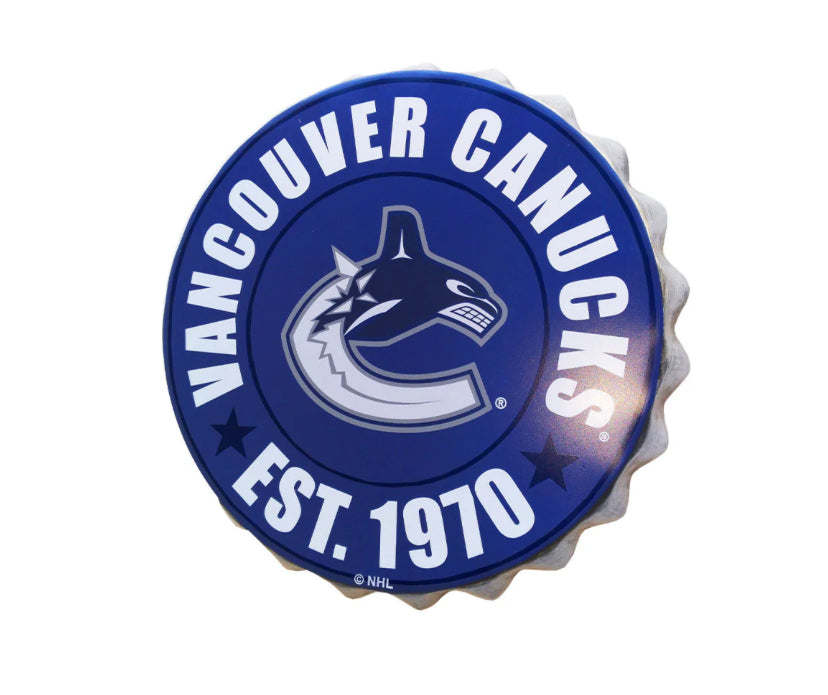 Vancouver Canucks Blue Team Logo Bottle Cap Wall Sign – Pro Image ...