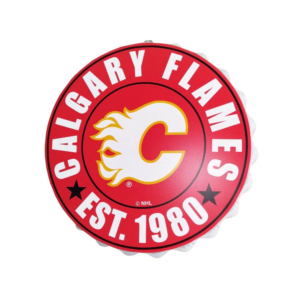 Calgary Flames Red Team Logo Bottle Cap Wall Sign – Pro Image Sports ...